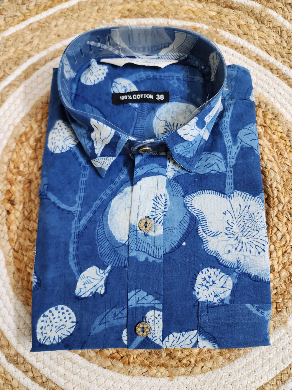 Blue floral half sleeve shirt – Fabric Fables